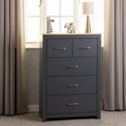 Portland Grey And Oak 3+2 Drawer Chest Of Drawers • DSN Furniture