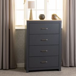 Portland Grey And Oak 4 Drawer Chest Of Drawers • DSN Furniture