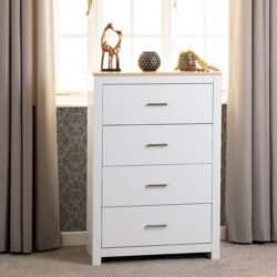 Portland White And Oak 4 Drawer Chest Of Drawers • DSN Furniture